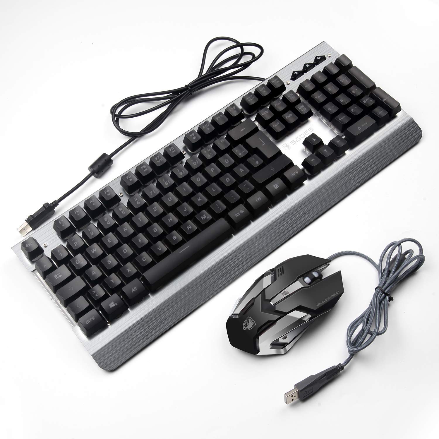 Gaming Keyboard and Mouse Combo Wired LED RGB Backlit,104 Keys USB Ergonomic Wrist Rest Keyboard, 3200DPI 6 Button Mouse for Windows PC & Mac OS (Black)