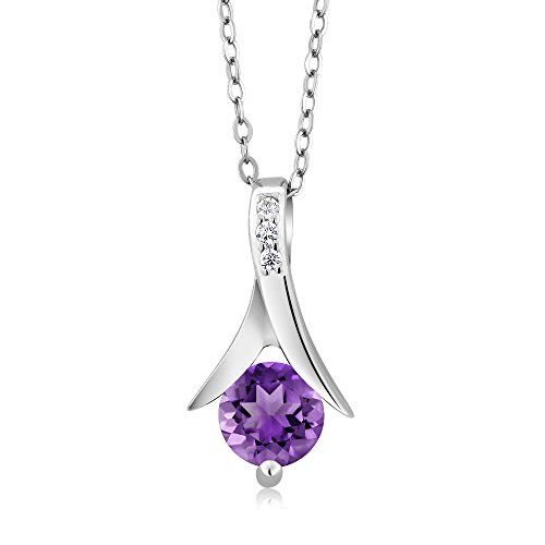 Gem Stone King 925 Sterling Silver Round Cut Purple Amethyst Earrings Pendant Set For Women (2.25 Carat, Gemstone Birthstone, with 18 Inch Silver Chain)