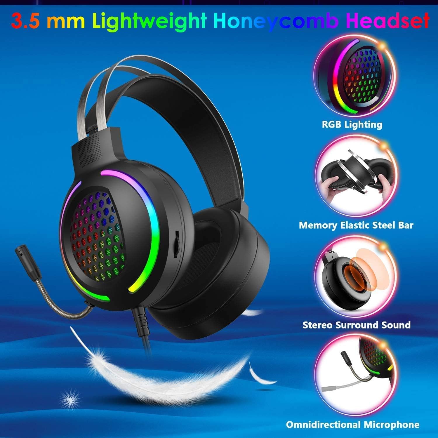 Gaming Keyboard and Mouse Headset and Mouse pad,Wired LED Rainbow Backlight Bundle PC Accessories Headphones for Gamers and Xbox and PS4 PS5 Nintendo Switch Users-4in1 Gaming Set