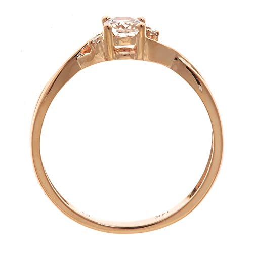 Gin & Grace 14K Rose Gold Genuine Morganite Ring with Diamonds for Women | Ethically, authentically & organically sourced (Oval-Cut) Shaped Morganite Hand-Crafted Jewelry for her |