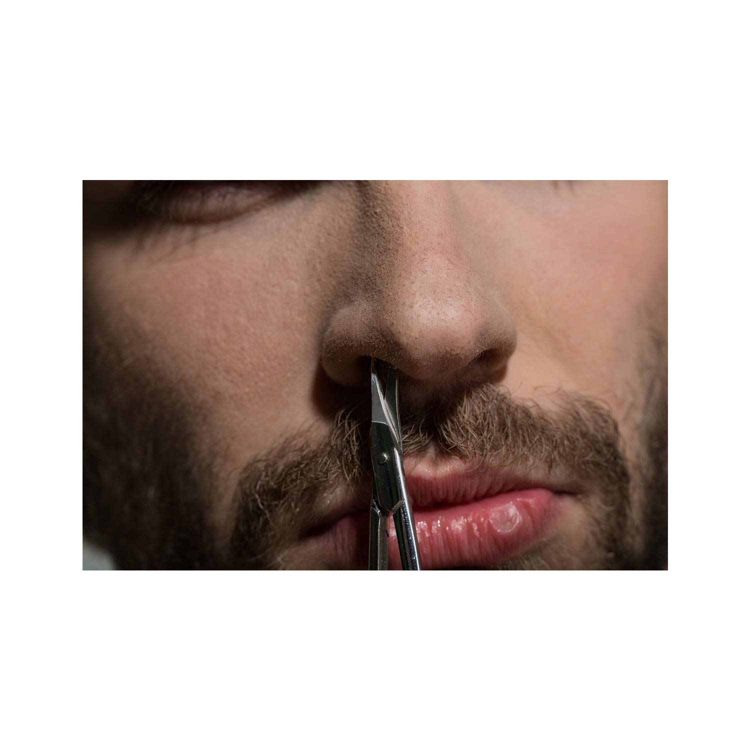 HAWATOUR Beard Scissors, Stainless Steel Scissors for Beard, Mustache, Eyebrow, Nose Hair
