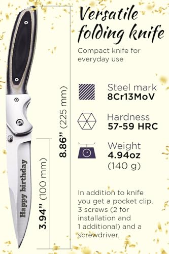 Grand Way Customized pocket Knife – Customized Gifts – Men’s Unique Knife for Him – Best Custom Knives – Cool Engraved Present for Husband Boyfriend – Gift for Birthday 04003 PS