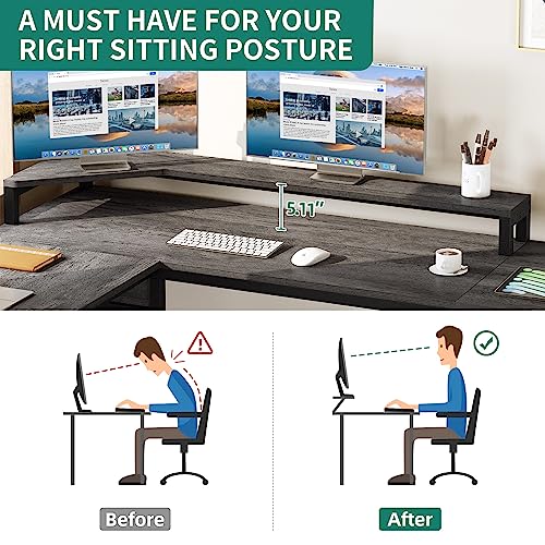 YITAHOME L Shaped Desk with File Drawer, 65" Large Computer Desk Corner Desk with Lift Top, Standing Desk Height Adjustable with Monitor Stand & Storage Shelves for Home Office, Grey