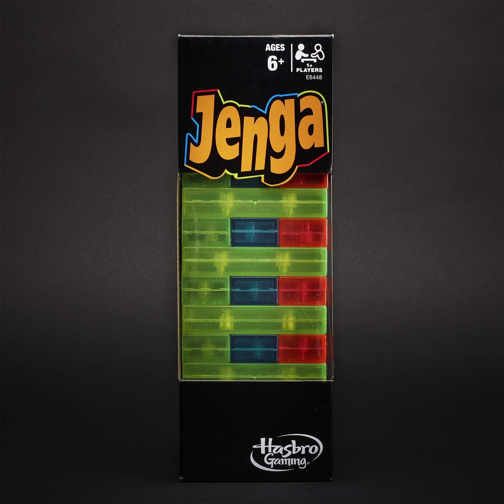Hasbro Jenga Neon Pop Building Blocks Tumbling Tower Game