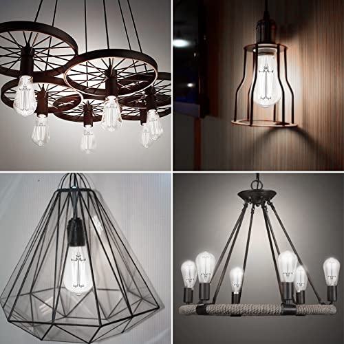 WIHTU Vintage LED Edison Bulbs, 6W Equivalent 60W, ST58 Antique LED Filament Bulbs, LED Light Bulbs with 95+ CRI, High Brightness Daylight 4000K, 900lumens, E26 Medium Base, Clear Glass, 6-Pack