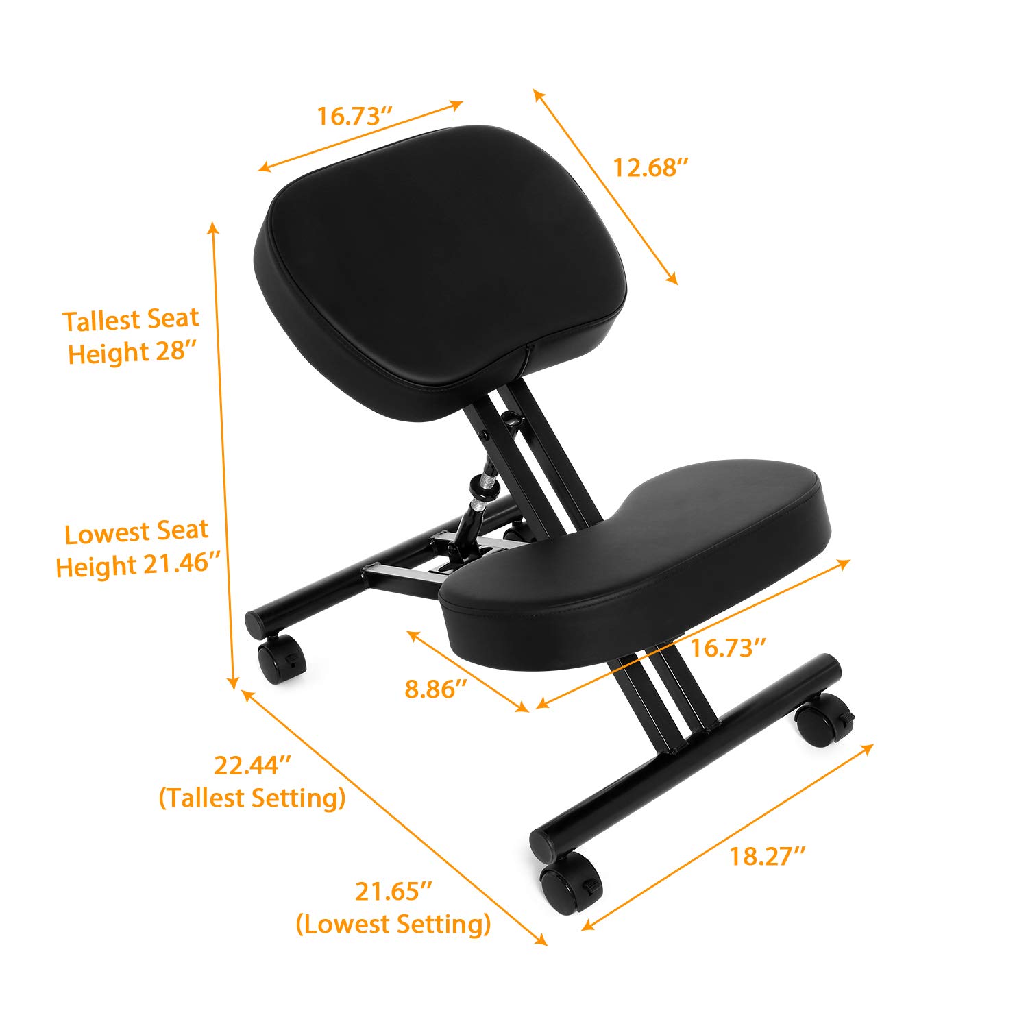 Himimi Ergonomic Kneeling Chair - Faux Leather - Thick Comfortable Moulded Foam Cushions - Brake Casters, Adjustable Stool for Home & Office