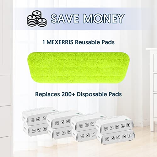 Spray Mop Pads Heads Replacement Compatible with Swiffer PowerMop - MEXERRIS Microfiber Wet Mops Refill Mop Cleaning Pads Floor Mop Pads Fit for All Spray Mops & Velcro Design Mops,7 Pcs/Set Green