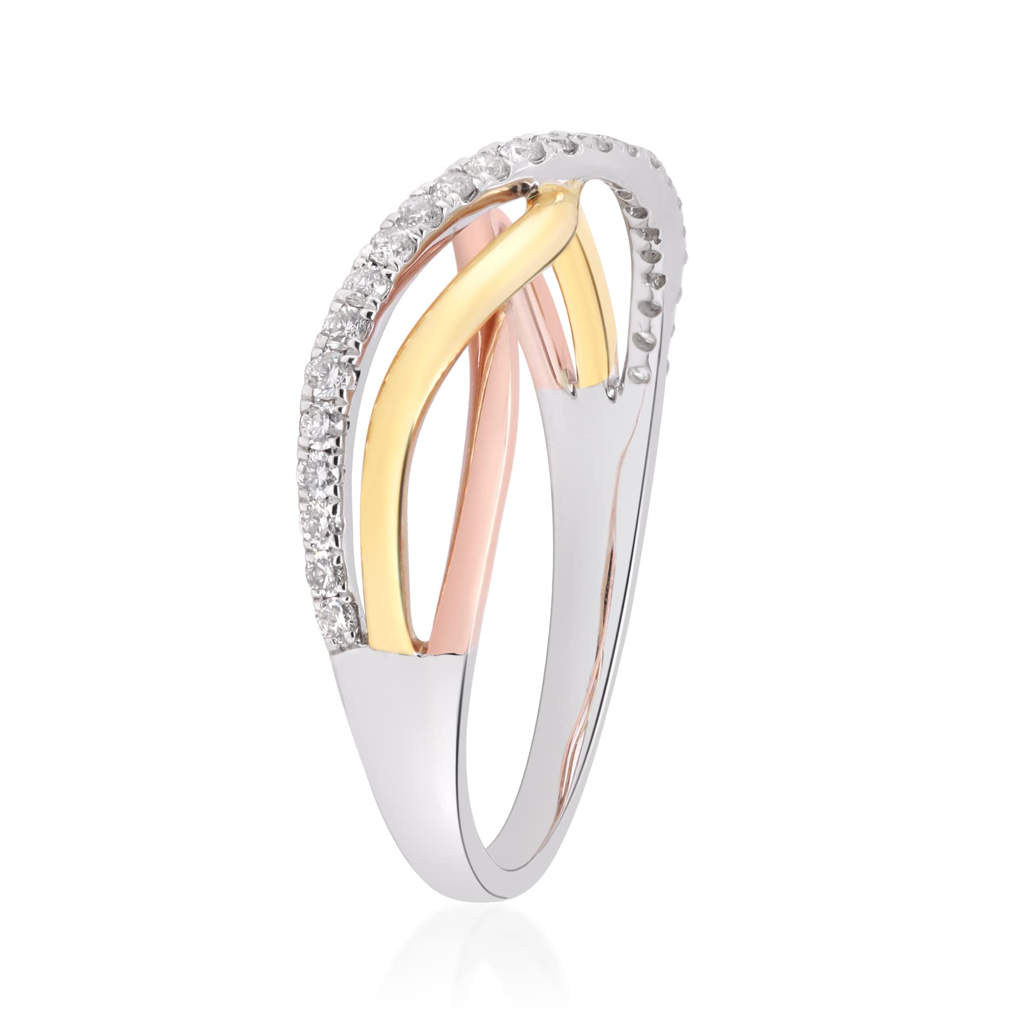 Gin & Grace 10K Three Tone Gold Natural White Diamond Ring for women | Ethically, authentically & organically sourced (Round-cut) shaped Diamond hand-crafted jewelry for her | Diamond Ring for women