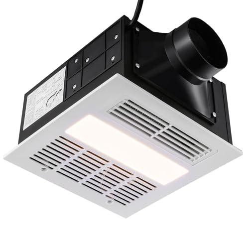 VEVOR Bathroom Exhaust Fan, 110 CFM Ventilation, 1.5sones Low Noise Operation, Remote Control, Cooling&Heating, LED Light 3000/4000/5000K, Airflow Speed&Light Brightness Adjustable, Timer
