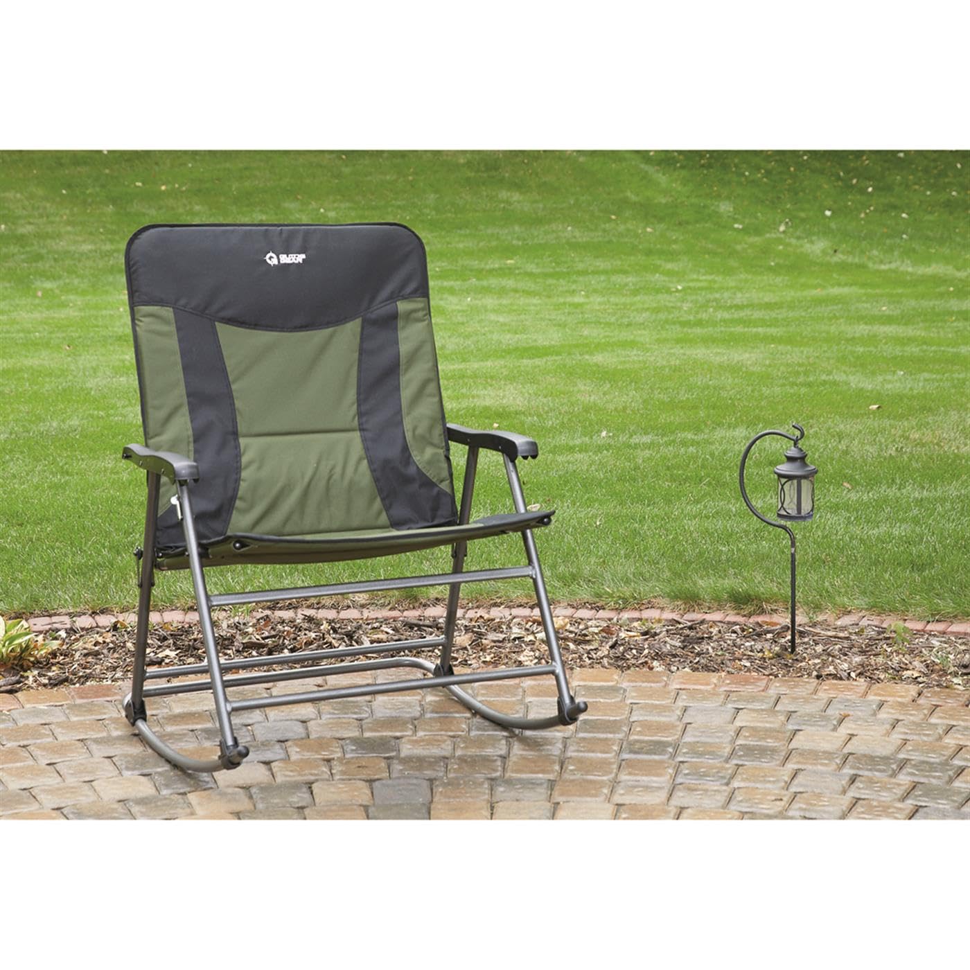Guide Gear XXL Oversized Rocking Camping Chair, Heavy-Duty 600 lb Capacity Portable Folding Outdoor Camp Rocker Chairs for Adults Hunter Green/Black