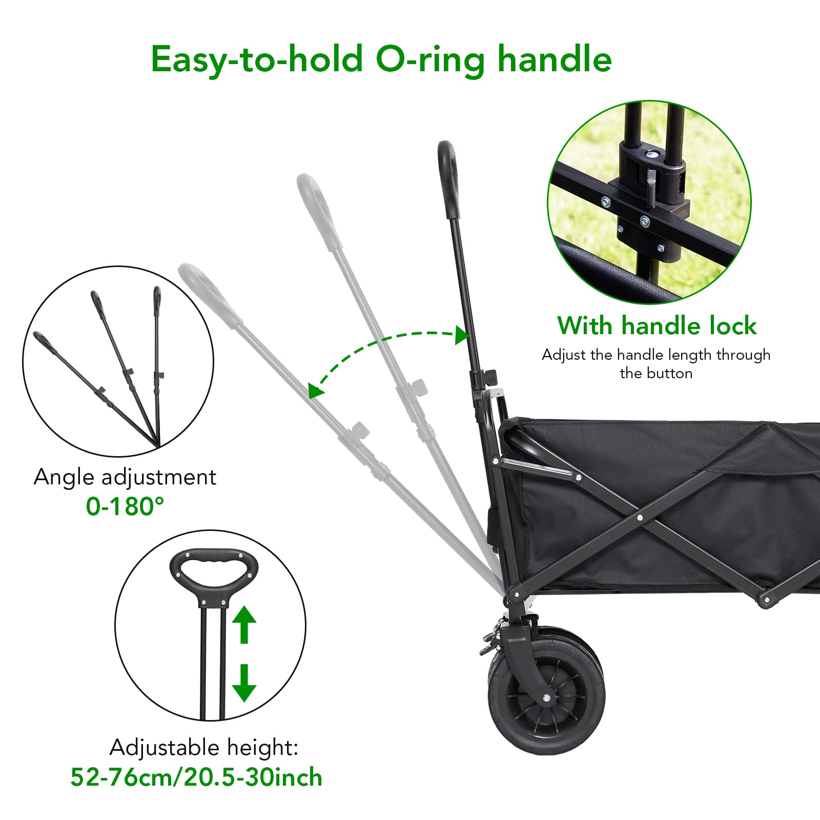 Garvee Collapsible Folding Outdoor Camping Wagon with Brake, Park Utility Wagon Picnic Camping Cart with 8" All Terrain Wheels, Iron Folding Table top, 4 Plate mats