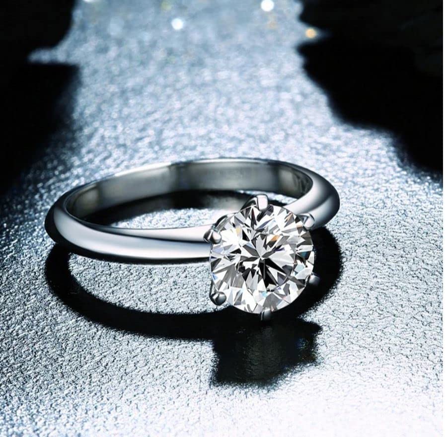 JIHANNA Round Cut Cubic Zirconia White Gold Plated Womens Engagement Wedding Ring 1ct 2ct Sizes 4-13 (2 Carat - Round, 6)