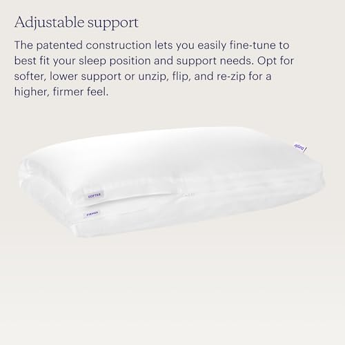 Purple TwinCloud Down Alternative Pillow | Adjustable Support for Soft or Firm Support, Perfect Side Sleeper Pillow, White, King