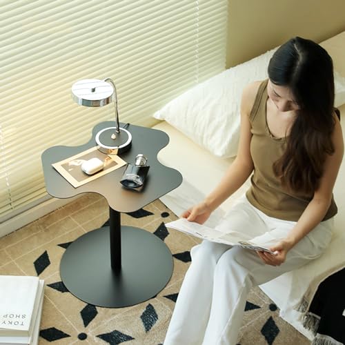 GuiPaiShi Sofa Side Table, Black Iron End Tables, Small Space Bedroom Desk Lamps Tables, H: 18/22", Elegant but Practical(Size:48 * 37 * 45CM)