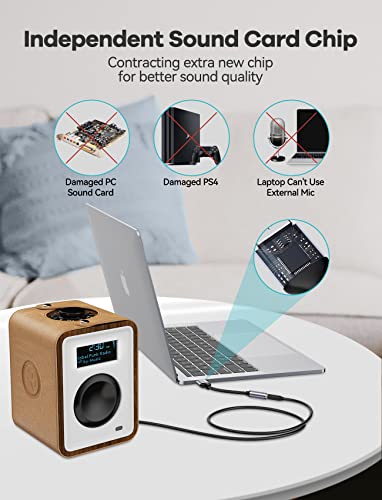 USB to 3.5 mm Jack Audio Adapter, External Sound Cards to Headphone Jack Aux Adapter Available for TRS or TRRS Plug Headphones, PS4/PS5/PC/Laptop-Purple Gray/9.8 inches