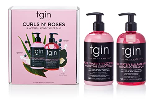 tgin Rose Water Shampoo + Conditioner DUO - For Natural / Dry/Fine/Color Treated Hair - Curls - Waves - Low Porosity - 13oz