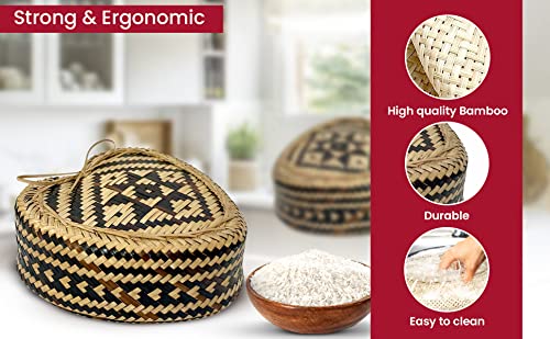 Thai kra-tip sticky rice heart shape (extra small) bamboo basket handmade steamers cookware - 5 inch for home decoration, restaurant or collectible item