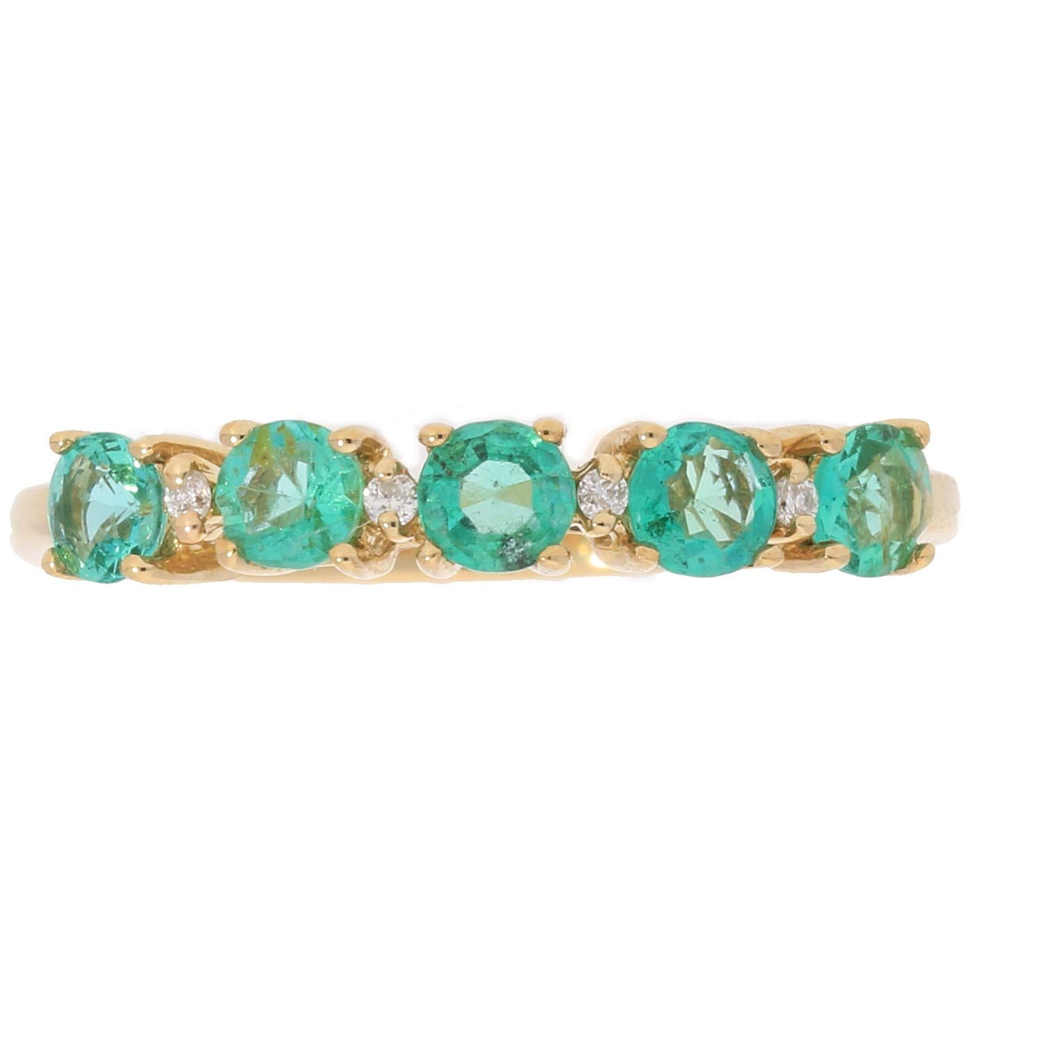 Gin & Grace 10K Yellow Gold Natural Zambian Emerald Ring with Natural Diamonds for Women | Ethically, authentically & organically sourced Round-Cut Emerald Jewelry for her | Emerald Ring for Women.