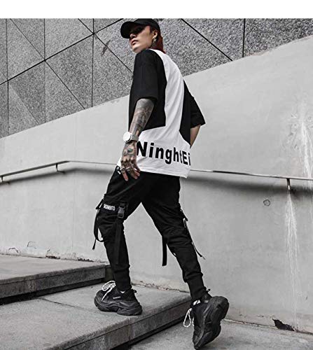 HONIEE Men's Hiphop Punk Jogger Sport Harem Pants Cargo Pants (Black#2, Waistline:29-31)…