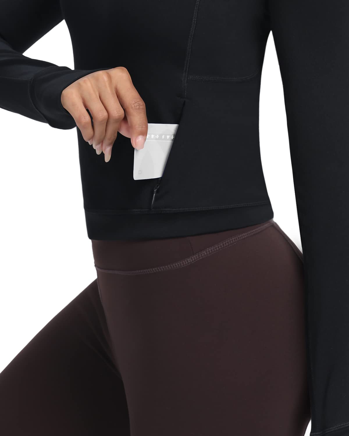GYM RAINBOW Womens Cropped Workout Jakcets Half Zip Pullover Sweatshirt Long Sleeve Workout Shirts Athletic Tops(#3 Black,Medium)