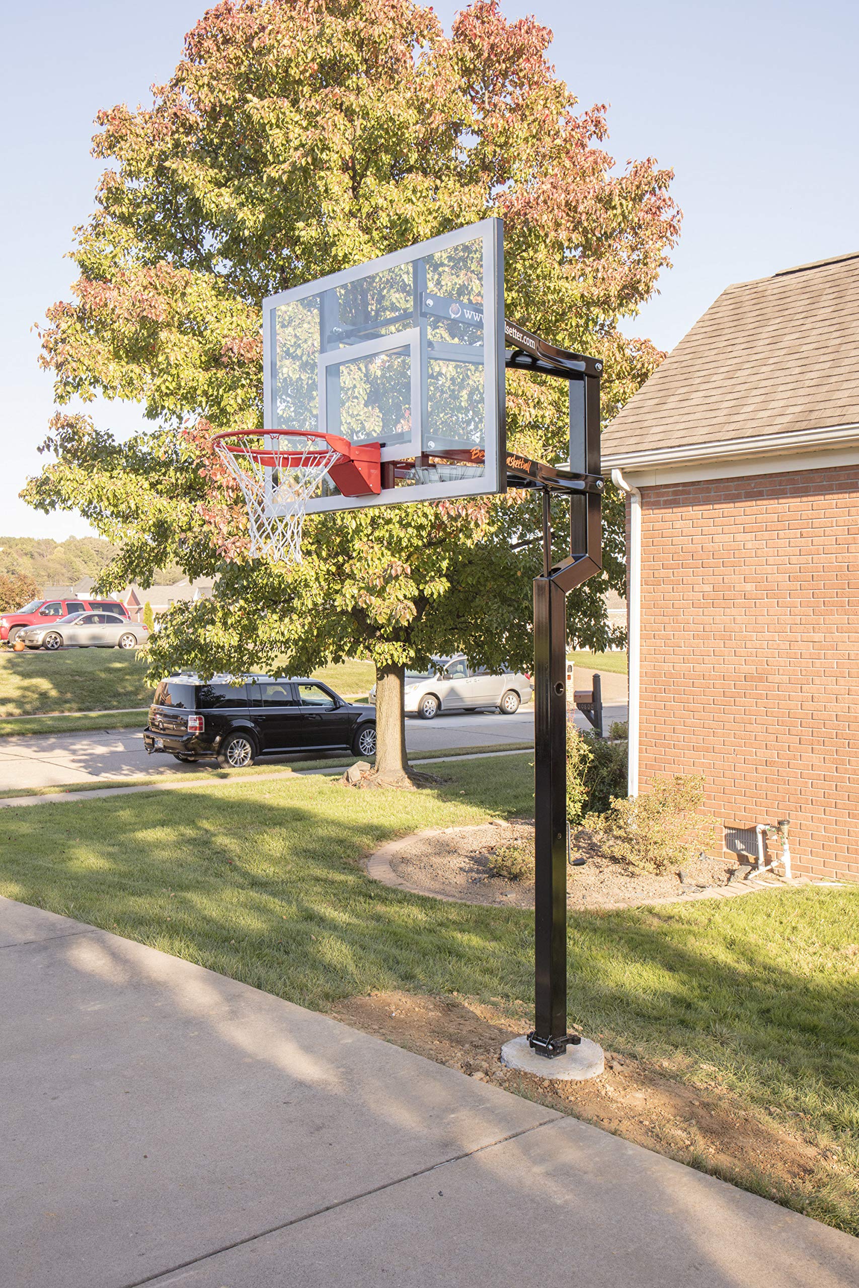 Goalsetter Contender In Ground Adjustable Basketball System with 54-Inch Glass Backboard and Flex Rim, Black (SS44554G3W)