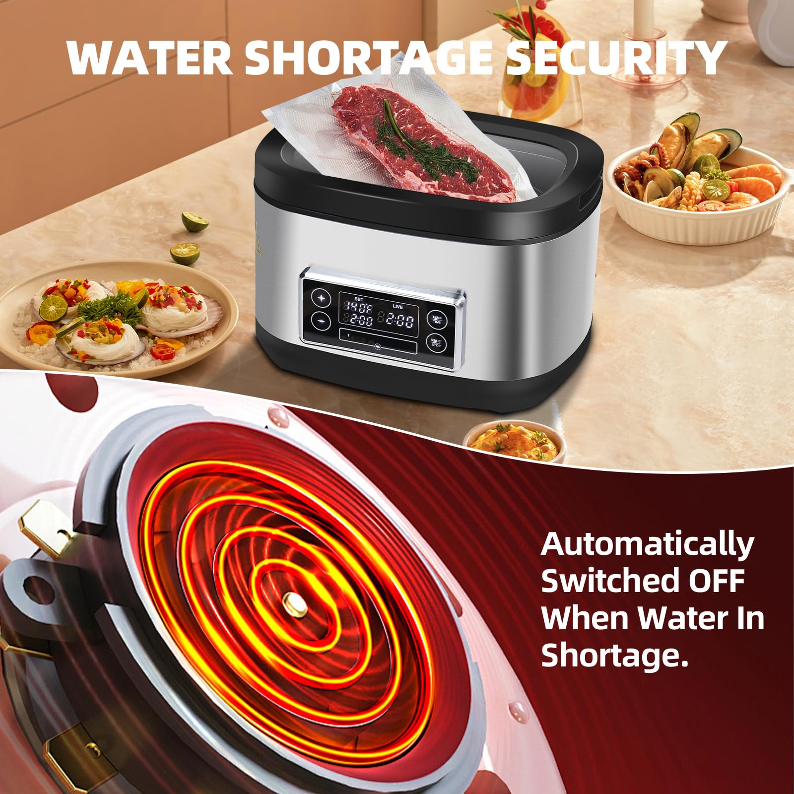 SPOONLEMON Sous Vide Cooker, 8 Quart Stainless Steel Sous Vide Machine with Precise Temperature Control,6 Preset Shortcuts, LED Touchscreen – All-in-One Sous Vide Cooking Pot for Home Use