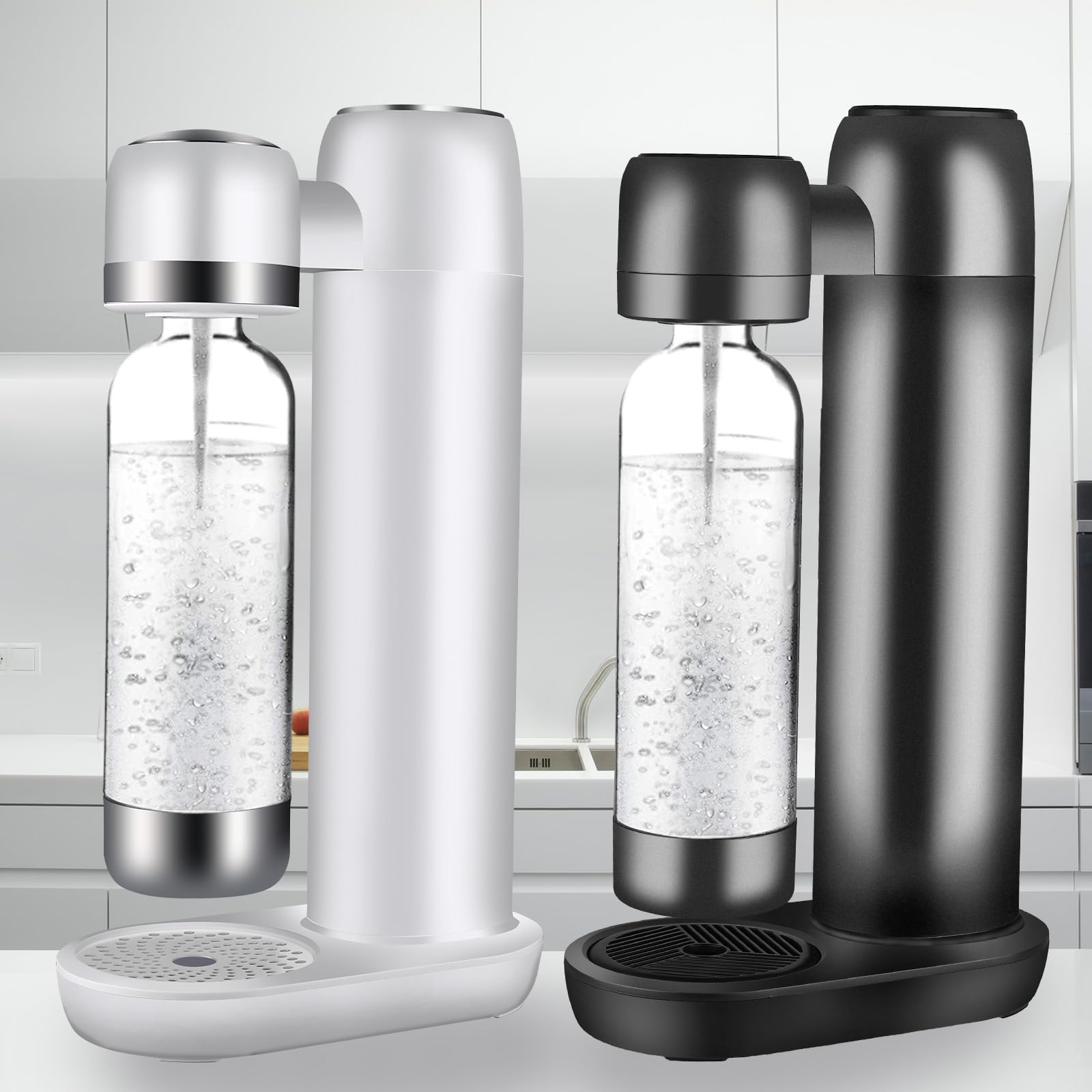 spoonlemon Sparkling Water Maker, Soda Streaming Machine for Home Use, Carbonated Water Machine with BPA Free 1L PET Bottle, Compatible with Any Screw-in 60L CO2 Exchange Carbonator, Black