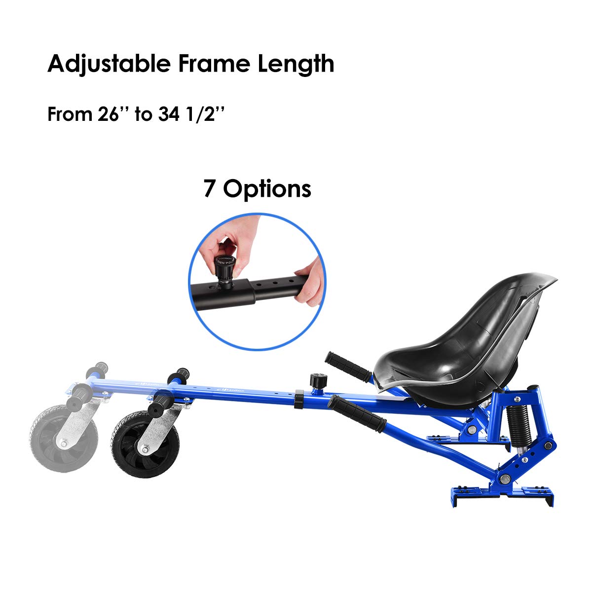 Hishine Hoverboard Seat Attachment for Self Balancing Scooter Go Kart Hover Board Accessories Compatible with 6'' 8.5'' 10'' for All Ages Adjustable Frame Length, Blue