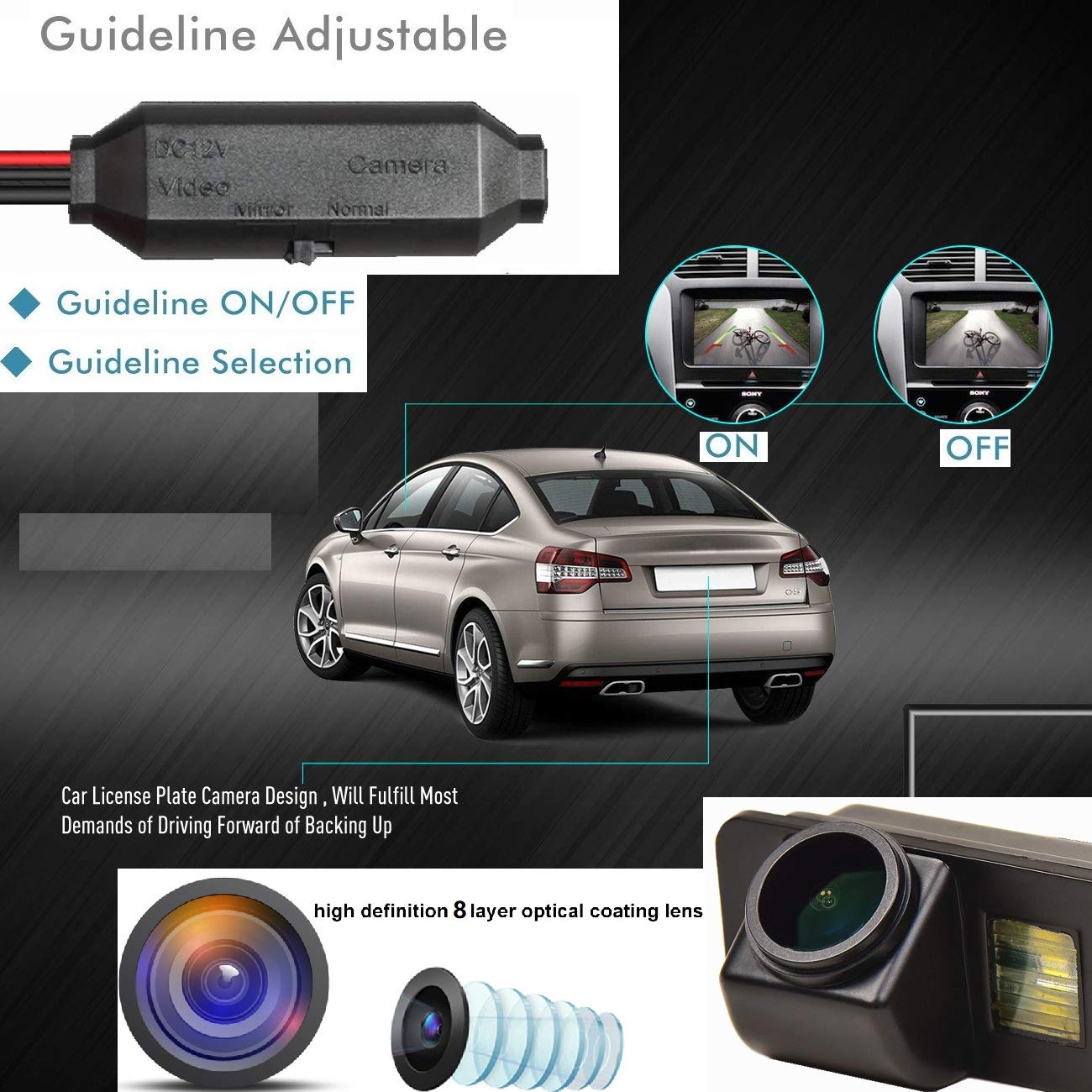 HD 1280x720p Rear Reversing Backup Camera Rearview License Plate Camera Night Vision Ip68 Waterproof for Subaru/Forester/Outback 2007-2012/Sedan/Tribeca