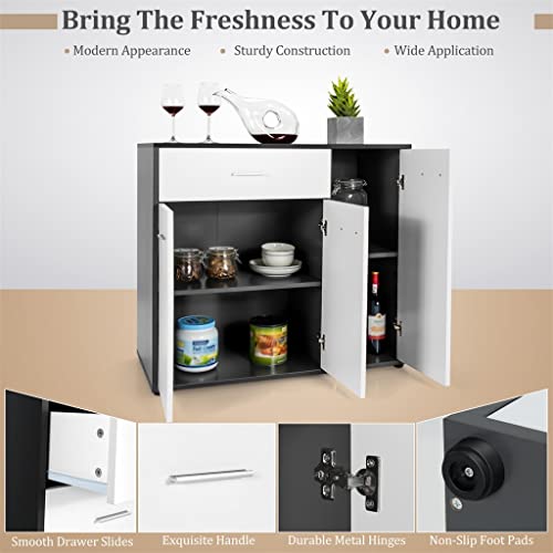 SEASD Buffet Sideboard Table Kitchen Floor Cabinets with Anti-Collapse Device