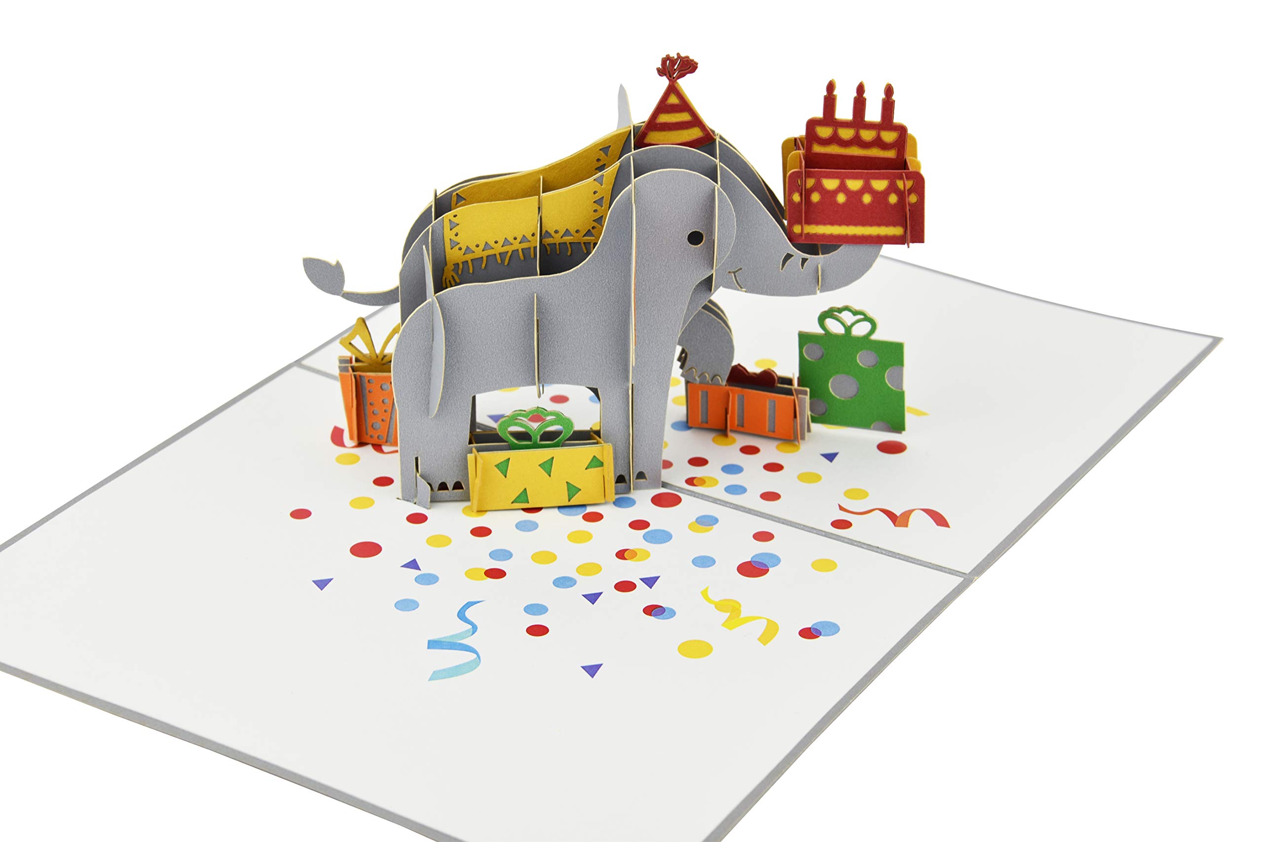 Teabug Cards Elephant Pop Up Card, Kid Birthday Card, Party Celebration Greeting Card