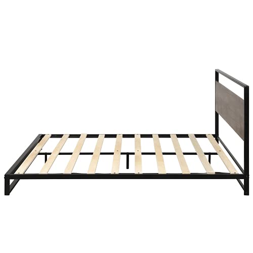 FUZOFUIZ Metal Queen Bed Frame with Wood Slats Support, Solid Construction,No Box Spring Needed, Easy Assembly
