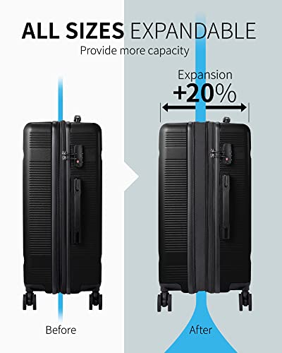 Zitahli Luggage, Expandable Suitcase Checked Luggage, Hardside Luggage with TSA Lock Spinner Wheels YKK zippers, 28in (Black)