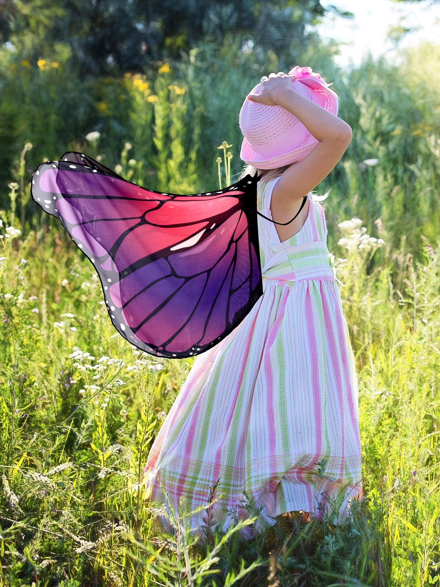 Gejoy 6 Pieces Butterfly Cloak Costume with Mask Antenna Headband for Kids Halloween Party (Classic Style)