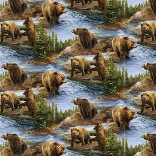 Wild Wings Scenics Not to be Trifled With Grizzly Bear Cotton Fabric by the Yard by_4my3boyz