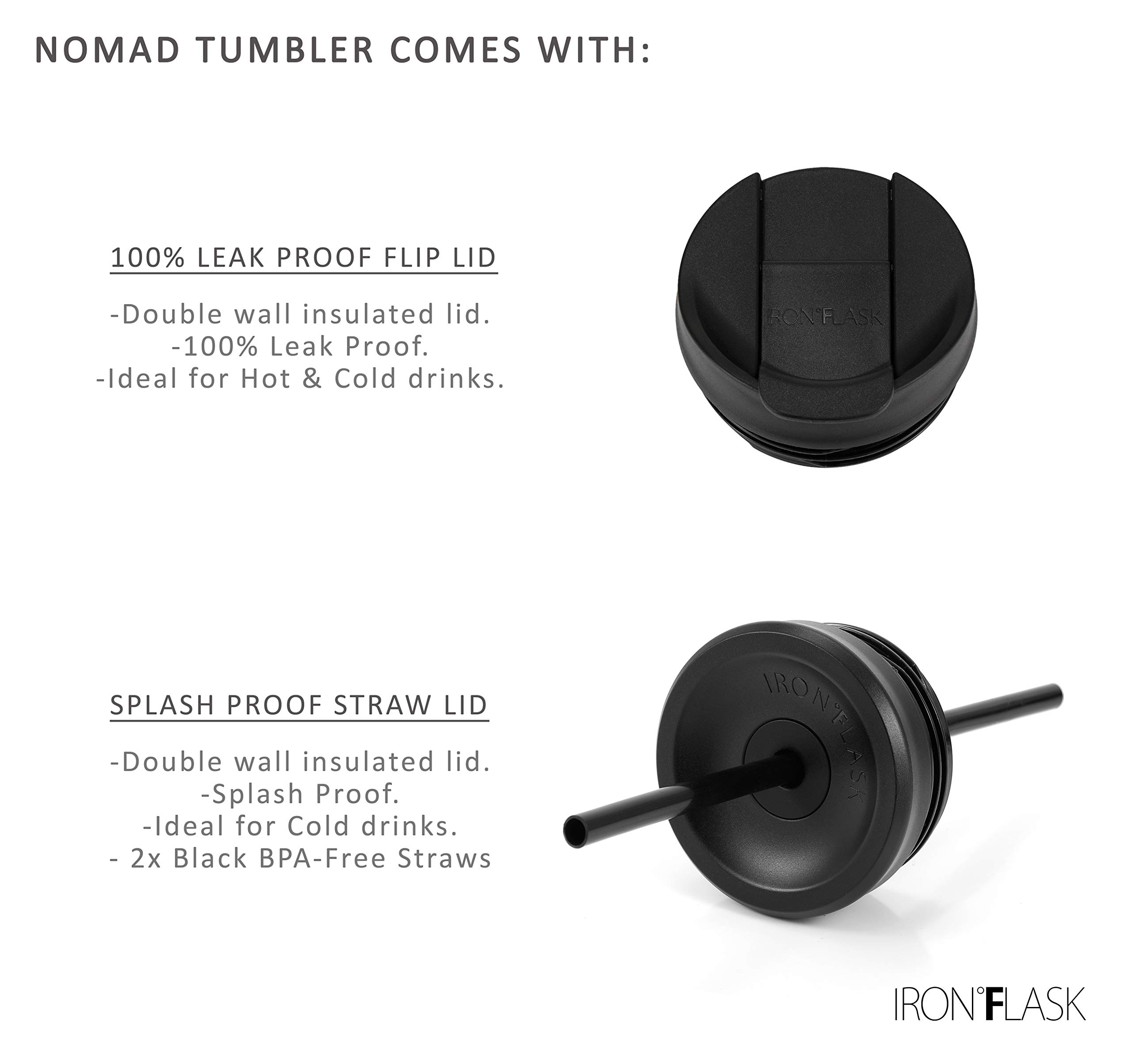 IRON °FLASK Nomad Tumbler - 2 Lids (Straw/Flip), Vacuum Insulated Stainless Steel Bottle, Double Walled, Drinking Cup, Thermos Coffee Travel Mug, Water - Aurora, 20 Oz