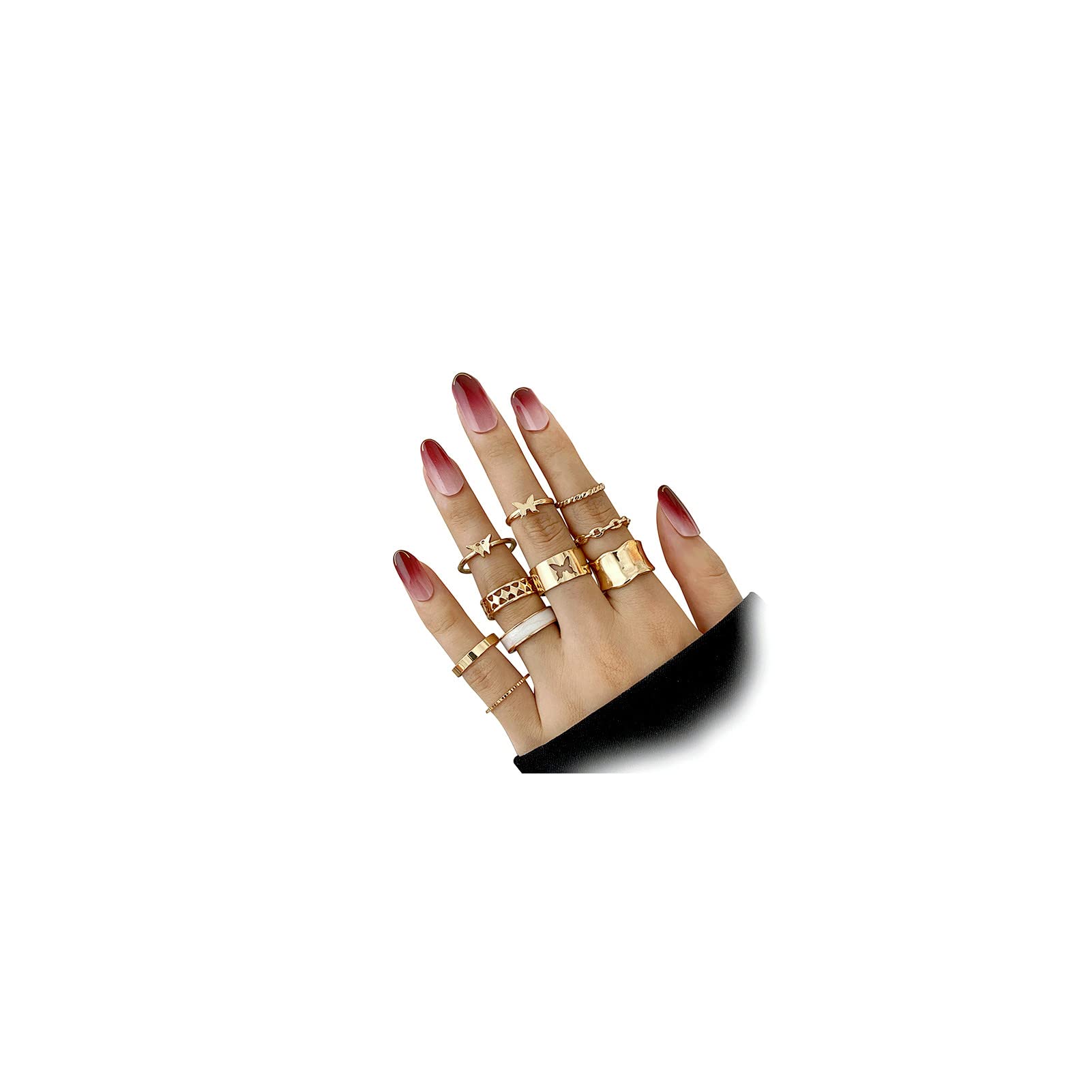 ÌF ME Gold Stackable Knuckle Rings Set Link Twist Midi Rings for Women Men Bohemian Retro Adjustable Joint Statement Finger Rings (golden4)