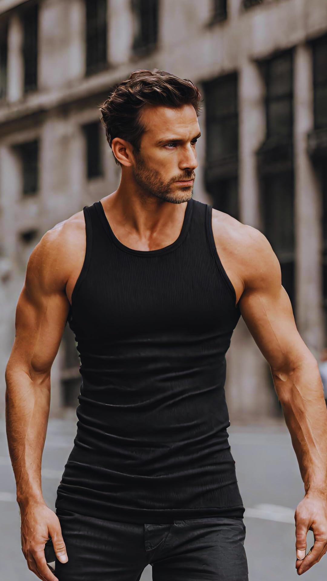 Gelante 6 Packs 100% Cotton Athletic Men's Basic Tank Top 7001-BK-XXXL Black