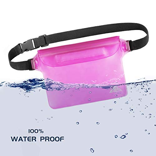 HEETA Waterproof Pouch, Screen Touch Sensitive Waterproof Bag Black & Pink L Bundle with 3-Pack Clear Waterproof Dry Bag