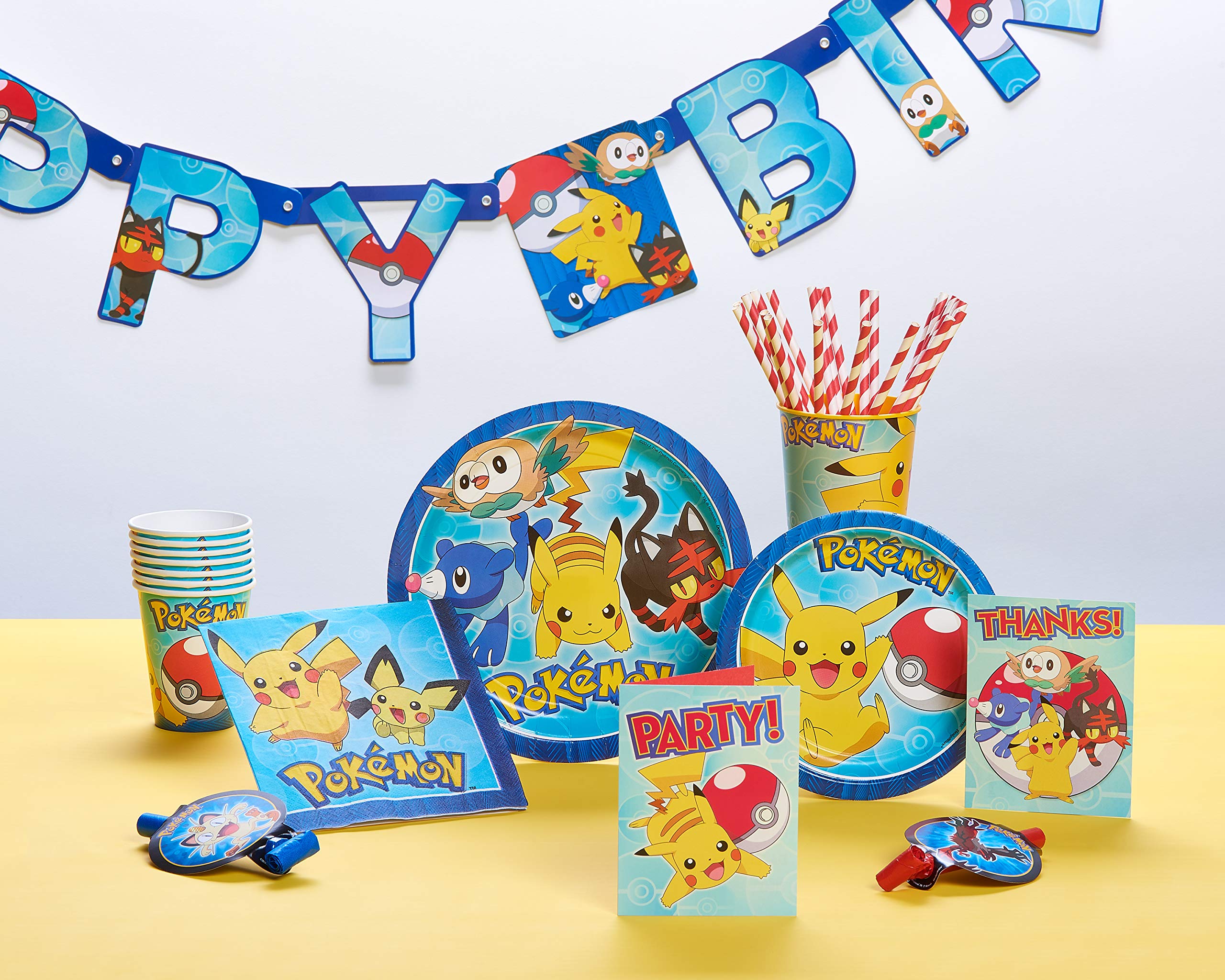 Vibrant Multicolor Pokemon Round Plates - 7" (Pack of 8) - Fun, Durable Design - Perfect for Kids' Parties and Celebrations