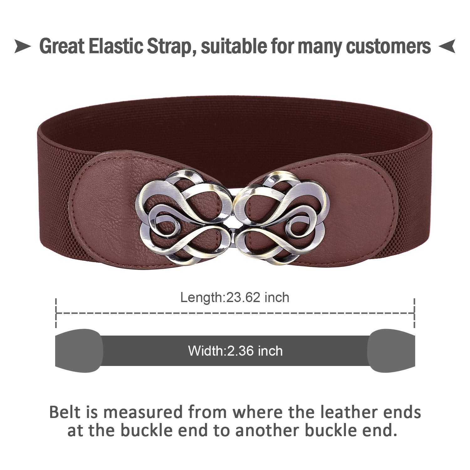 GRACE KARIN Stretchy Vintage Wide Waist Belt with Metal Buckle for Girl,Large, Grey