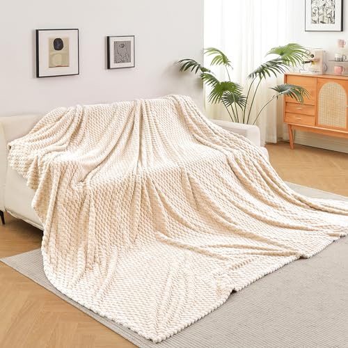 FY FIBER HOUSE Oversized King Blanket 120" x120" Extra Large Bed Blanket 10' x 10' Super Soft Plush Fuzzy Blankets for Couch Office Sofa, Beige