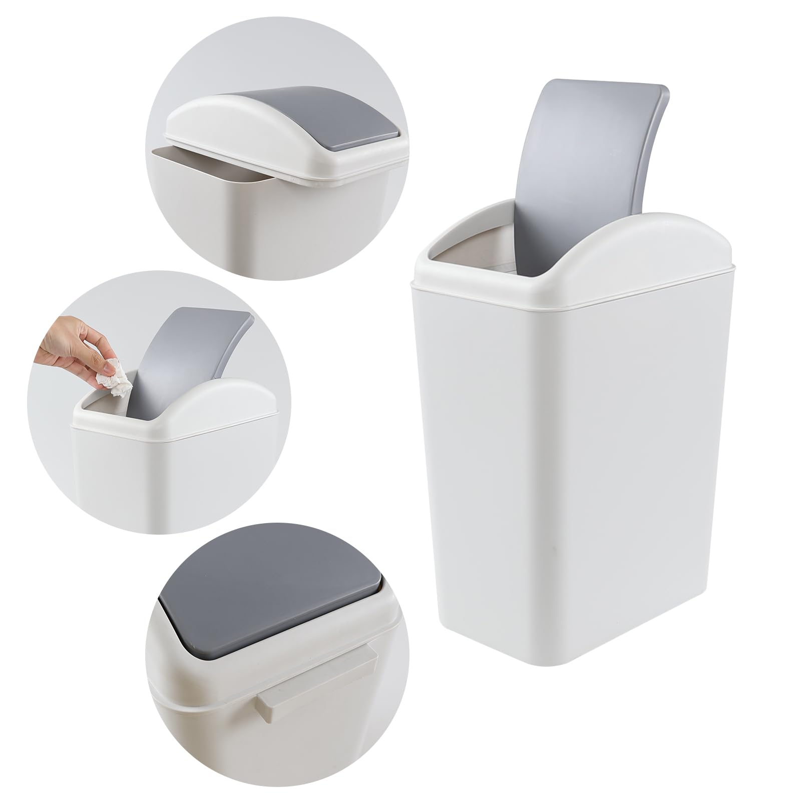 Taysisiter 4.5 Gallon Slim Plastic Trash Can with Lid, Swing Top Garbage Bin, 3 Packs