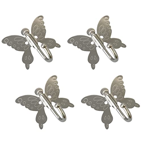 yyangz Butterfly Hook 4Set Stainless Steel Cute Butterfly Shaped Single Hooks, Clothes Hook, Cap Hook,Kitchen Toilet Universal Hook, Decorative Hook, Butterfly Towel Hook