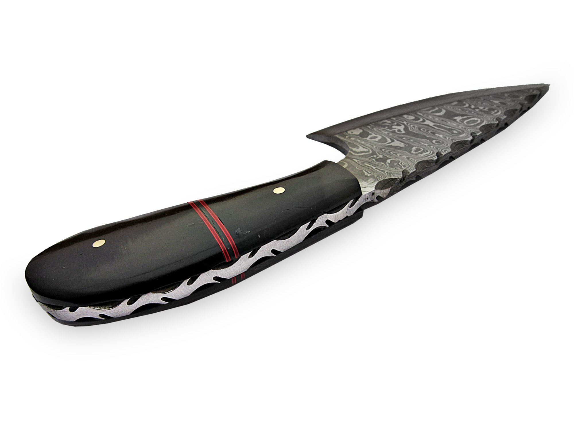 Garand Hunting Skinner bushcrafts Knife Damascus Steel Blade Horn Handle w/red spacers