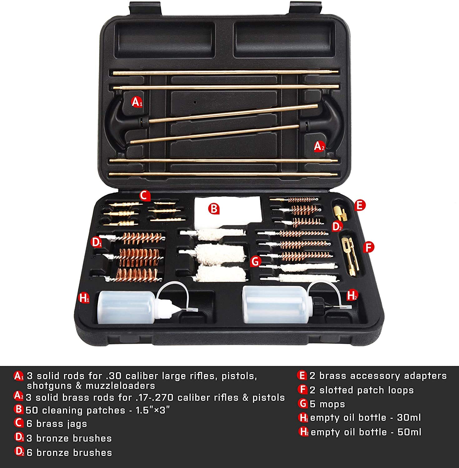 GLORYFIRE Universal Gun Cleaning Kit Hunting Handgun Shotgun Rifle Cleaning Kit for All Guns with Travel Size Case