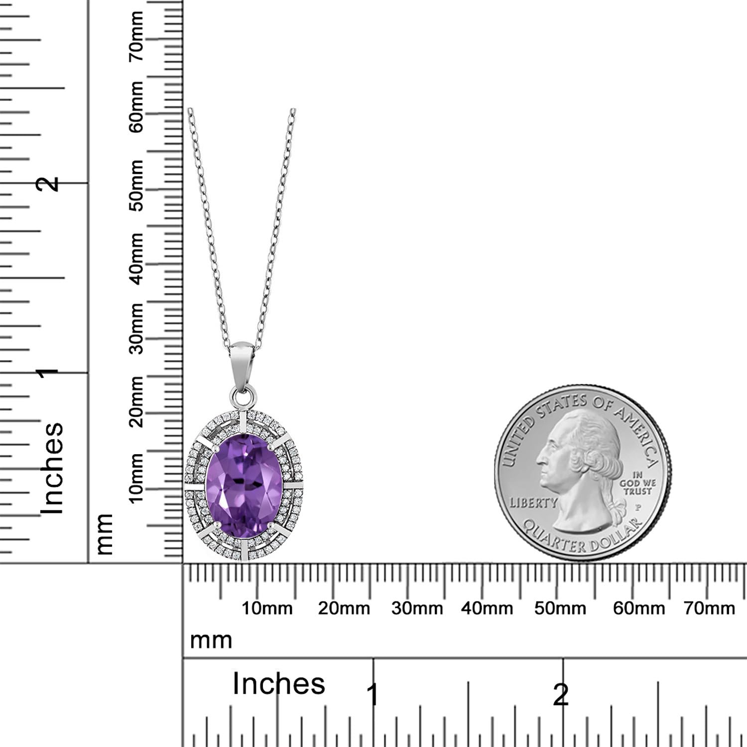 Gem Stone King 925 Sterling Silver 14X10MM Oval Gemstone Birthstone Pendant Necklace for Women with 18 Inch Silver Chain