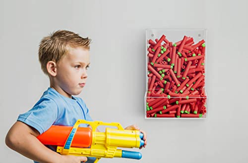 SimplyImagine Acrylic Wall Toy Dispenser, Hanging Organizer and Storage Bin for Childrenās Playroom - Clear Holder for Blocks, Cars, Trains, Balls, Darts, Snacks & More, Container for Indoor/Outdoor