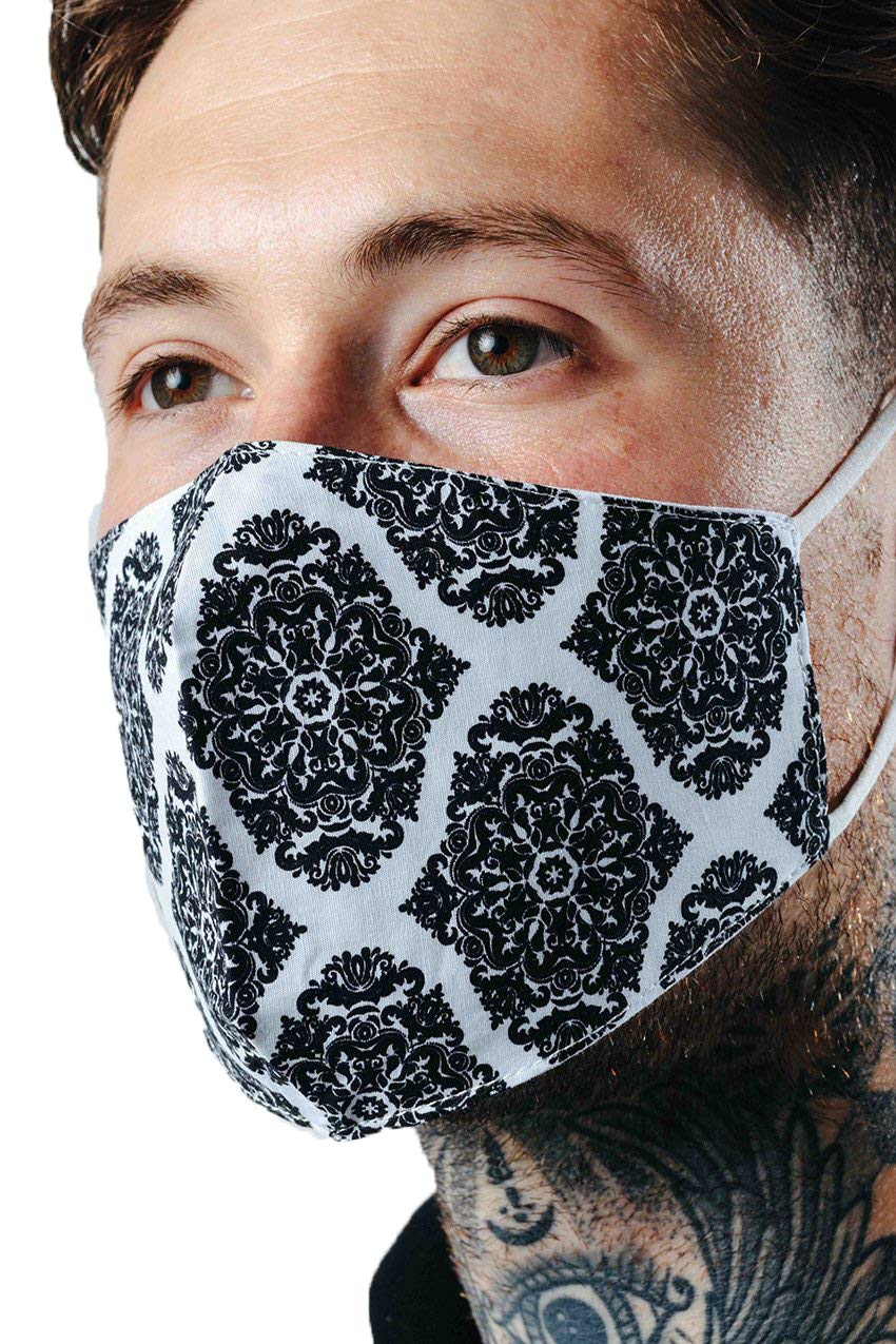 Hype ADULT MONO DAMASK PATTERN ADJUSTABLE FACE MASK