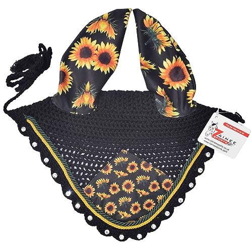 Sunflower Horse Fly Bonnet Net Hat Hood Mask Fly Veil Full Hand Made Cotton Full (Horse/Full)